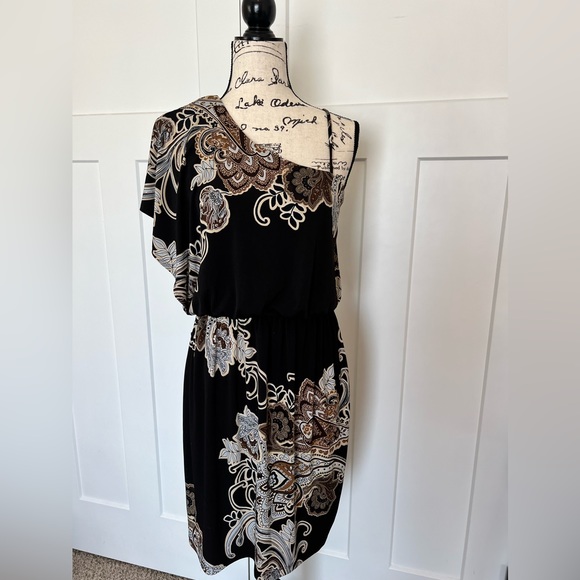 Carole Little | Dresses | Carole Little Black Brown Print Dress With ...